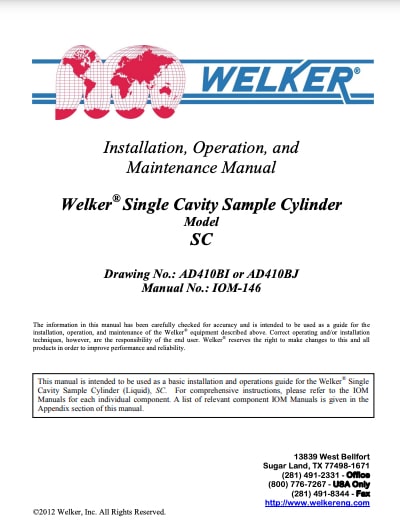 CAC Gas & Instrumentation. Welker Single Cavity Sample Cylinder