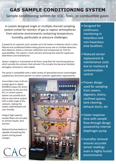 CAC Gas & Instrumentation. Gas Sample Conditioning System for Water ...